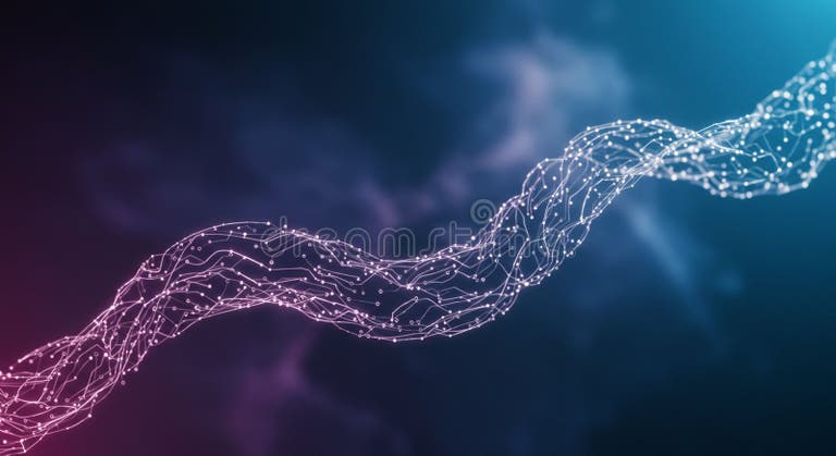 A Dynamic Wave of Interconnected Nodes and Lines Forms a Twisting ...