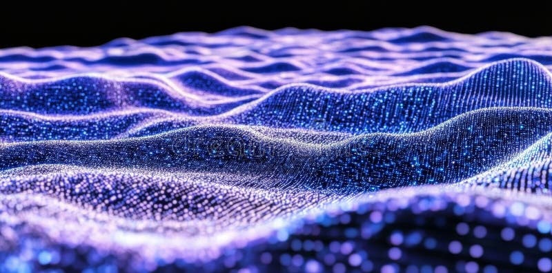 Dynamic Wave Lines in Blue-green Tones, Isolated on a Black Background ...