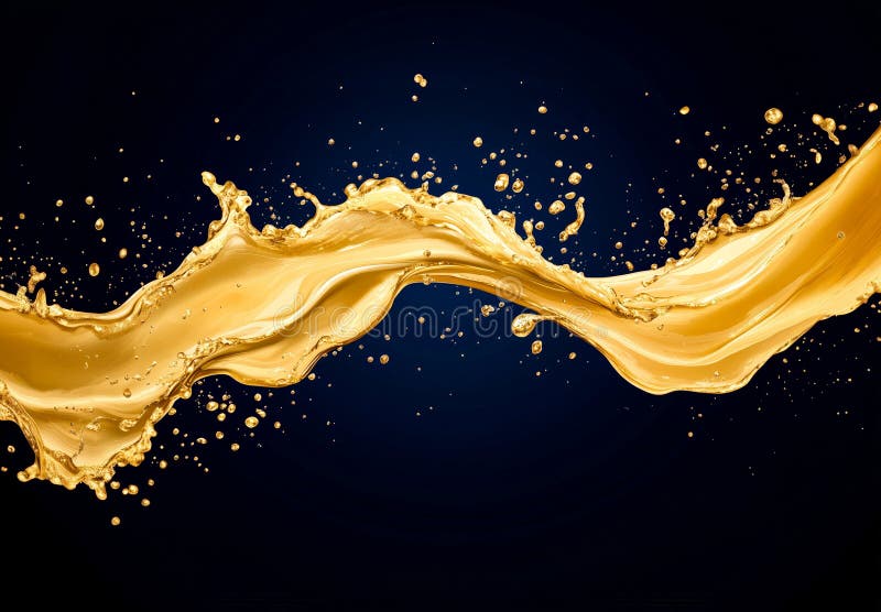 A Dynamic Wave of Liquid Gold Cascades Across a Dark Background ...