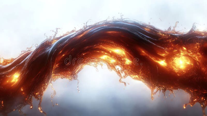 A Dynamic Wave of Molten Liquid with Glowing Highlights, Evoking Energy ...