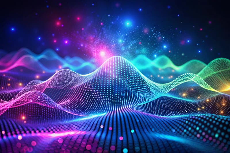 Abstract Gradient Hologram Dynamic Wave of Particles. Digital ...