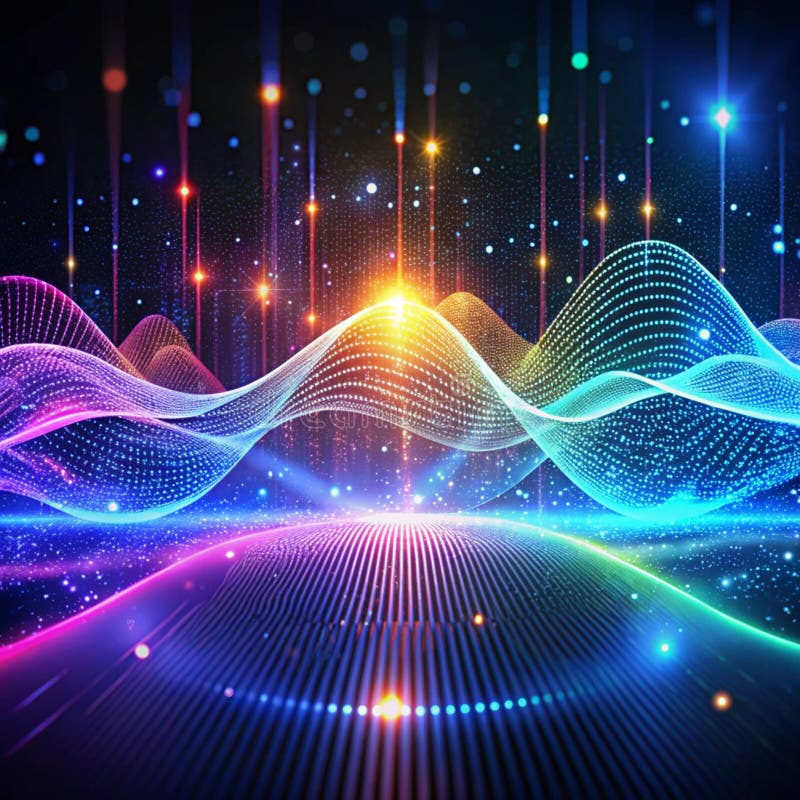 Abstract Gradient Hologram Dynamic Wave of Particles. Digital ...