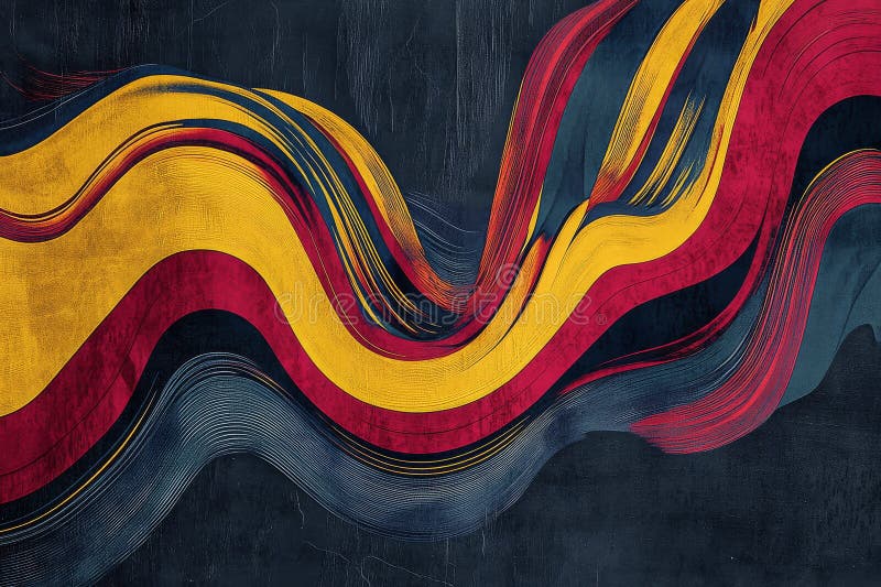 A Dynamic Wave Pattern in Bold Shades of Red, Yellow, and Blue ...