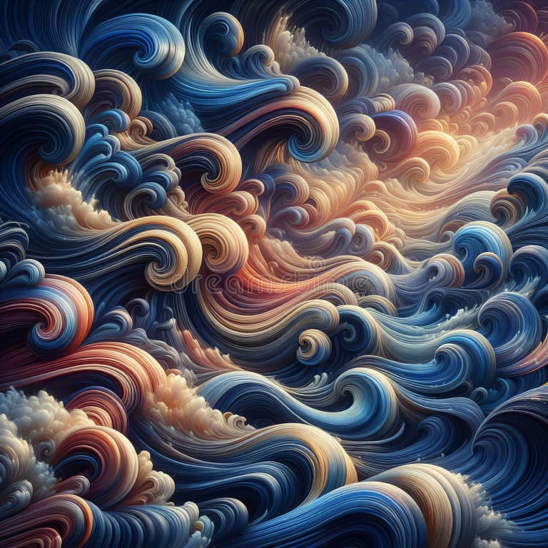 Dynamic Wave Pattern with Swirling and Cascading Shapes, Phtor Stock ...