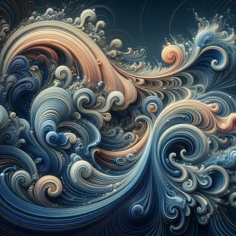 Dynamic Wave Pattern with Swirling and Cascading Shapes, Phtor Stock ...