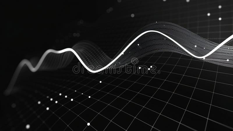 Dynamic Wave Pattern With White Dots And Grid Lines 3d Rendering Image