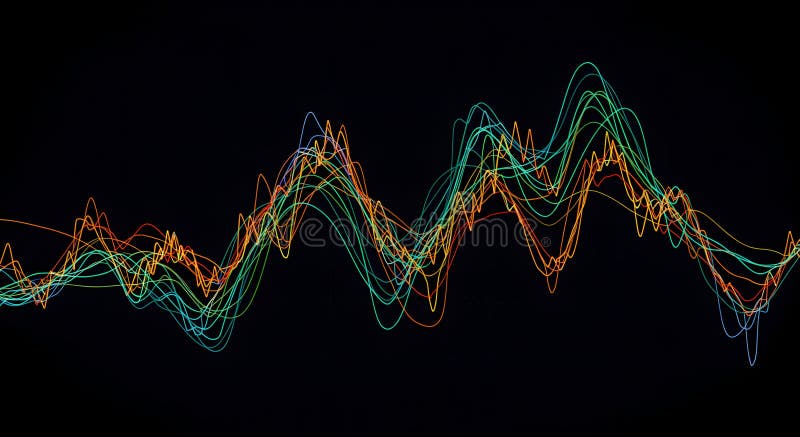 Dynamic Wave Patterns of Colorful Lines, Data Visualization Abstraction Art Stock Illustration ...
