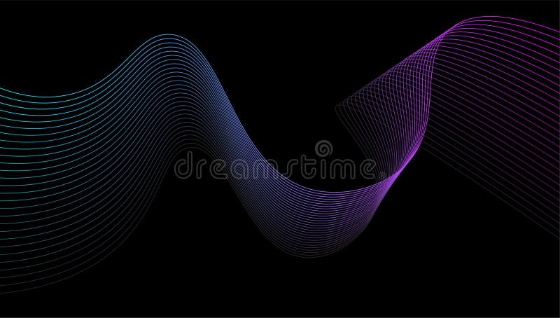 Dynamic Wave Patterns Create Vibrant Lines Against a Black Background in a Colorful Abstract ...