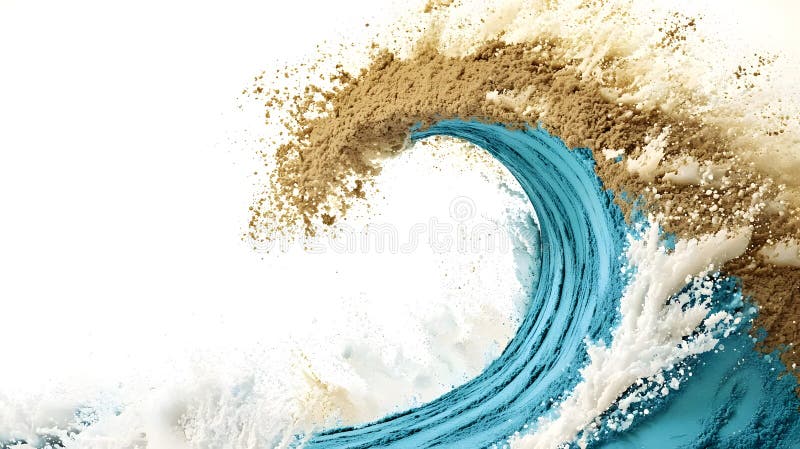 Dynamic Wave Splashing with Sand and Water Stock Illustration ...