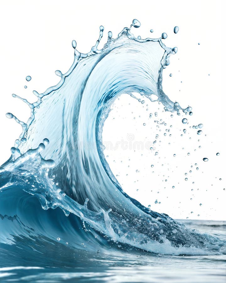 Dynamic Wave of Water in Motion, Isolated on White Background. Stock ...