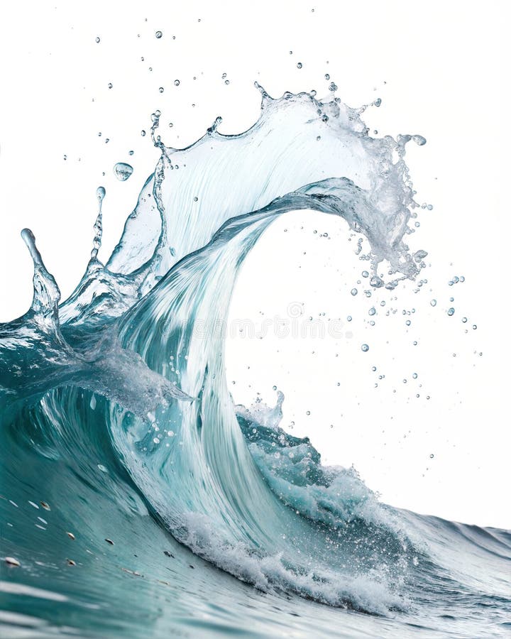 Dynamic Wave of Water in Motion, Isolated on White Background. Stock ...