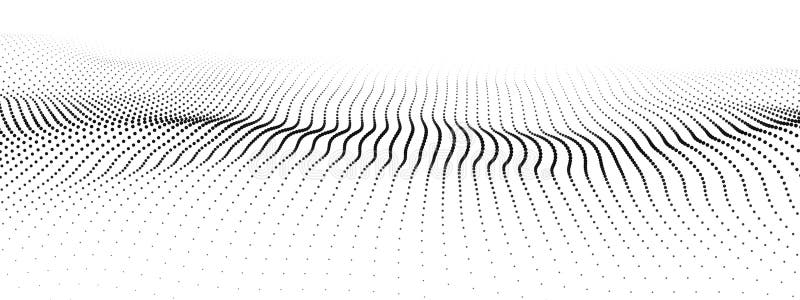 Dynamic Wave on White Background. Wave of Particles. Futuristic Point ...