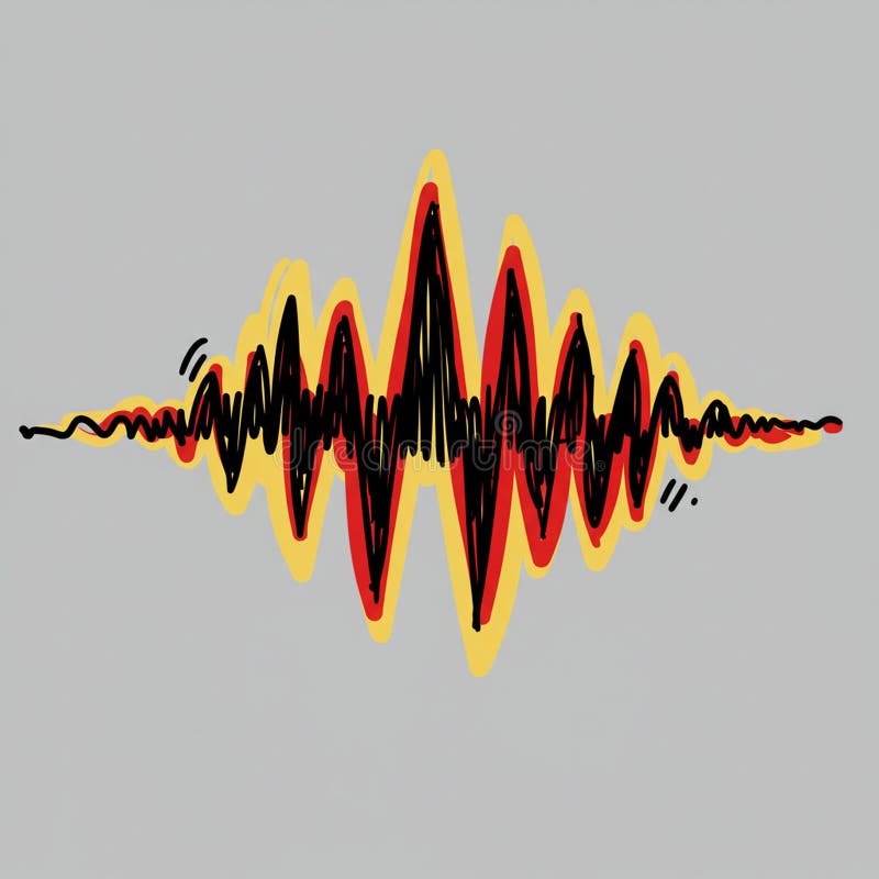 Dynamic Waveform Illustration Featuring Black, Red, and Yellow Jagged ...