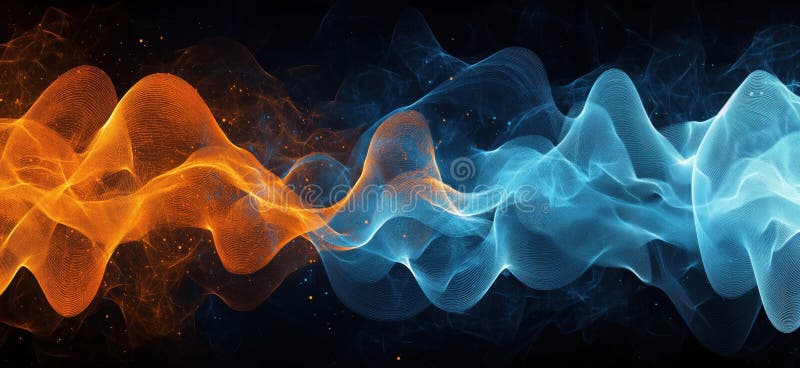 Dynamic Waveforms in Orange and Blue Colors Representing Energy Flow ...