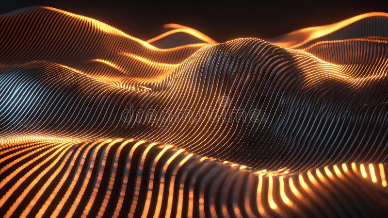 Dynamic Waves of Blue and Gold Energy Flow Across a Black Backdrop in ...