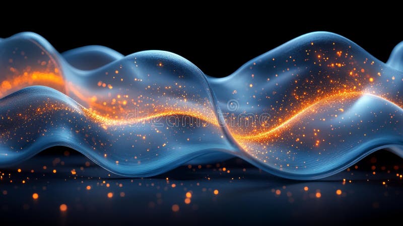 Dynamic Waves of Light Particles - Generative Ai Stock Illustration ...