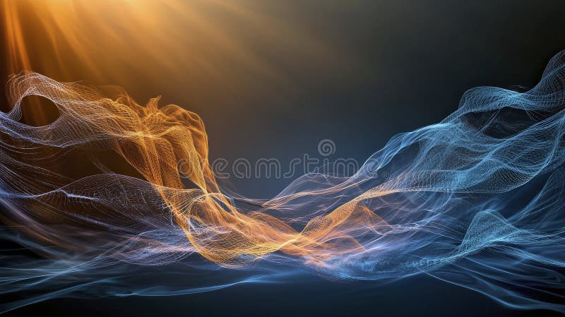 Dynamic Waves of Light and Shadow Intersecting Abstract Art Digital ...