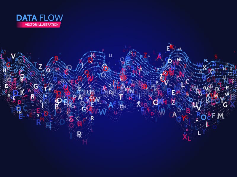 Abstract Data Flow Background With Binary Code Dynamic Waves Technology Concept Stock Vector