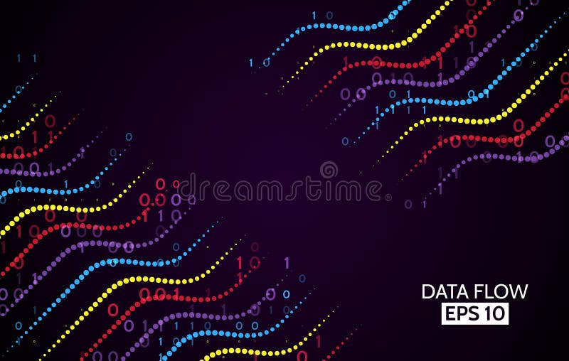Abstract Data Flow Background With Binary Code Dynamic Waves Technology Concept Stock Vector