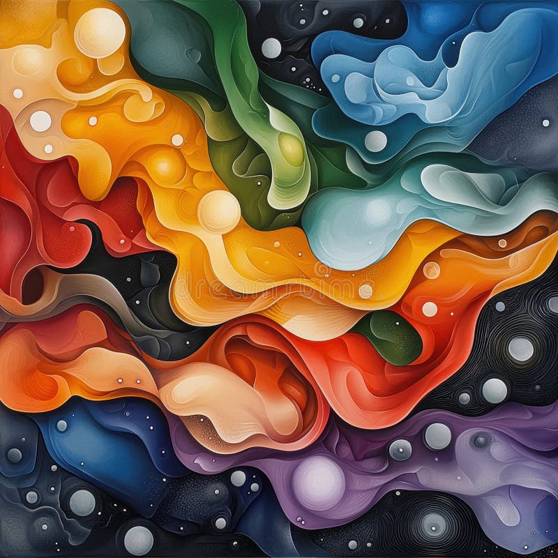 Dynamic Waves of Vibrant Colors Flow Together, Creating Energetic and ...