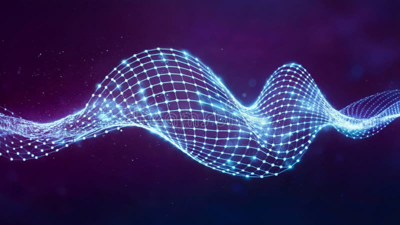 A Dynamic, Wavy Mesh Structure Illuminated in a Vibrant Shade of Blue ...