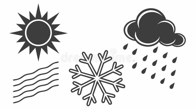 Dynamic Weather Conditions. Sun, Clouds, Rain, Snow, and Wind, Vector ...
