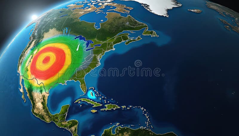 Dynamic Weather Map Displays Hurricane Center Over North America ...