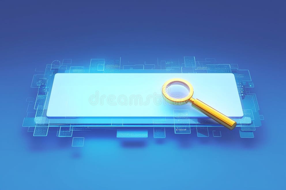 Dynamic Web Search 3D Illustration of Internet Page, Blue Background ...