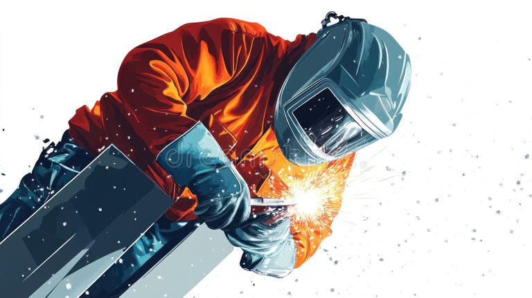 Dynamic Welding Illustration, a Welder at Work Stock Photo - Image of ...