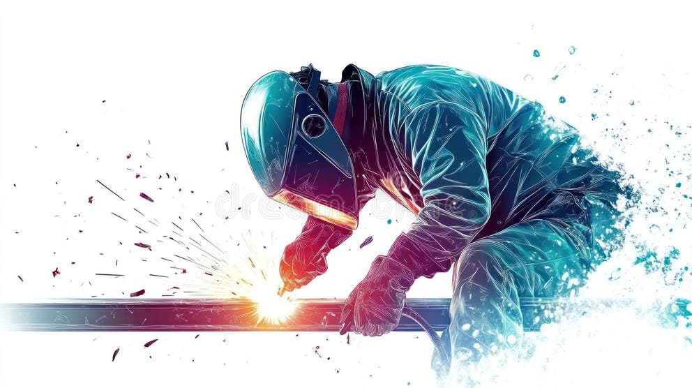 Dynamic Welding Illustration, a Welder at Work Stock Image - Image of ...