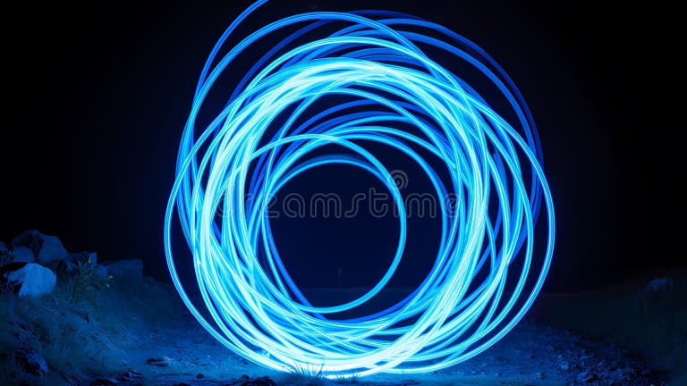 Dynamic Whirlpool Effect Blue Light Trails Dark Backdrop Stock Image ...