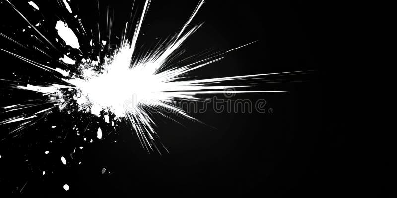 Dynamic White Burst on Black Background Exploding with Energy and ...