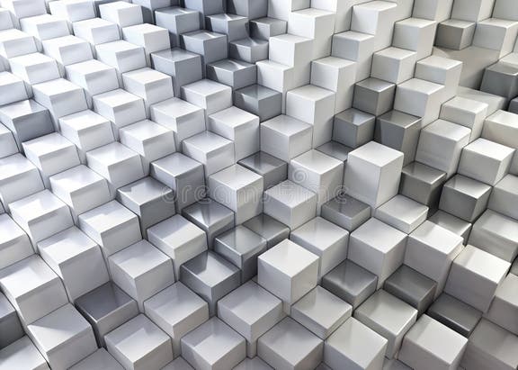 Dynamic White and Grey Abstract Geometric Cube Wave Pattern Background ...