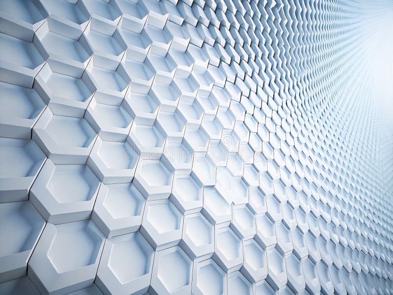 Dynamic White Hexagonal Grid Background with Wave Pattern a Modern ...