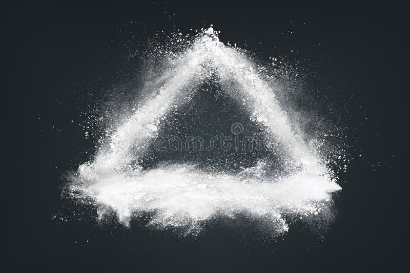 Dynamic White Powder Particles Explosion Forming Triangular Shape on ...