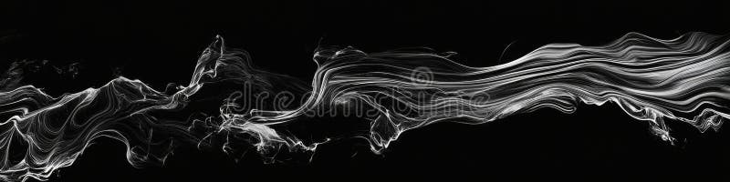 Abstract White Smoke on Black Background with Flowing Lines and Dynamic ...
