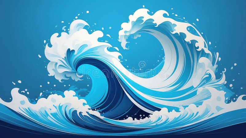 Dynamic Wind and Water Element Fluid on Blue Bac Ai Generated Stock ...