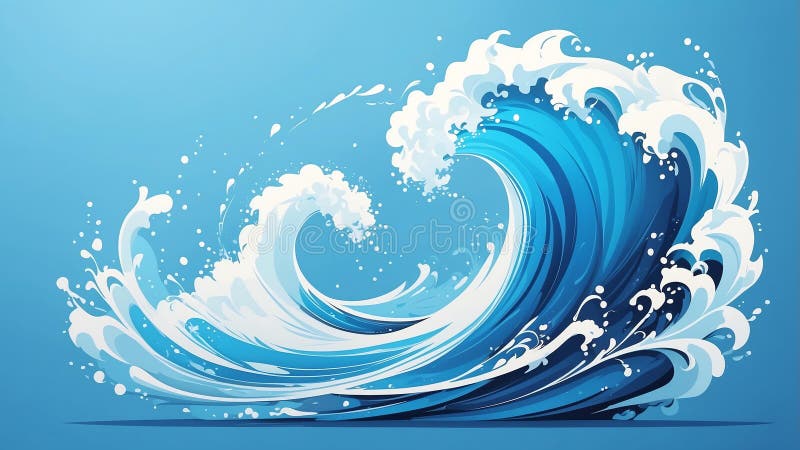 Dynamic Wind and Water Element Fluid on Blue Bac Ai Generated Stock ...