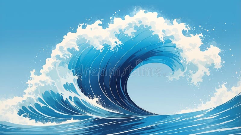 Dynamic Wind and Water Element Fluid on Blue Bac Ai Generated Stock ...