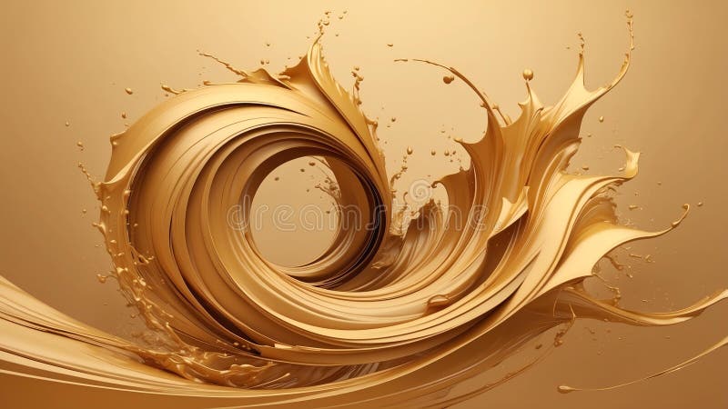 Dynamic Wind and Water Element Fluid on Gold Bac Ai Generated Stock ...