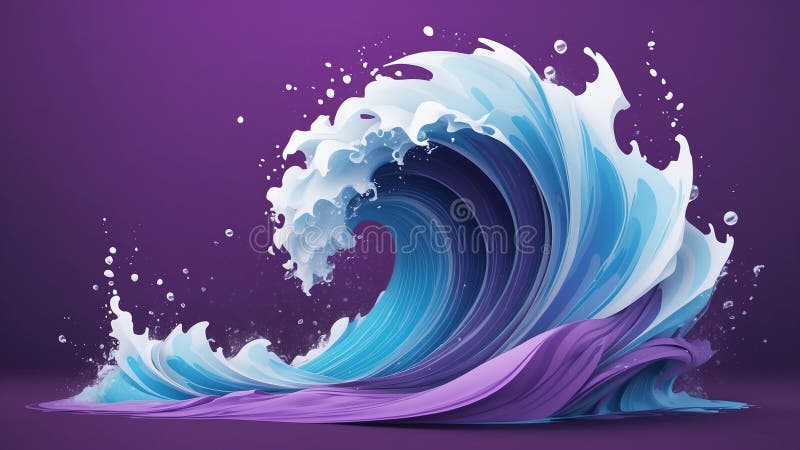 Dynamic Wind and Water Element Fluid on Purple B Ai Generated Stock ...