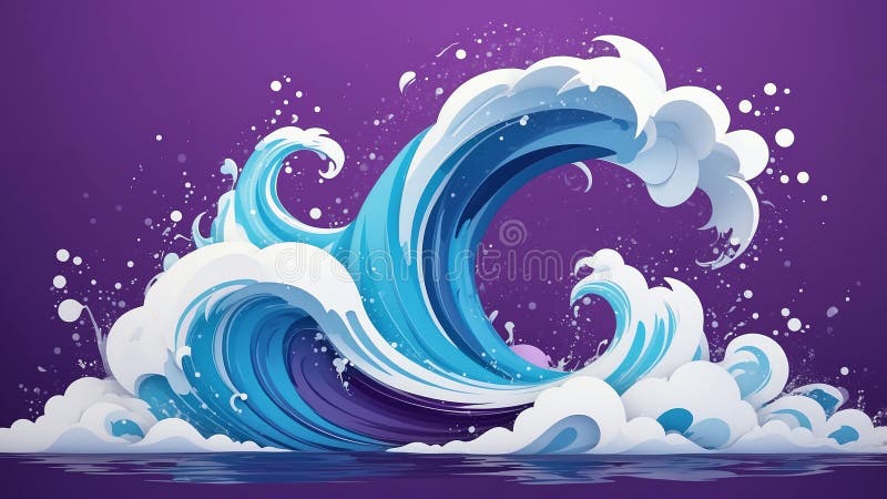 Dynamic Wind and Water Element Fluid on Purple B Ai Generated Stock ...
