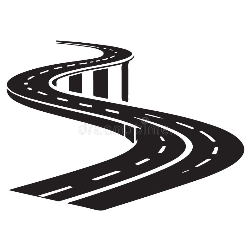 Dynamic Winding Road Highway Illustration with Elevated Bridge ...