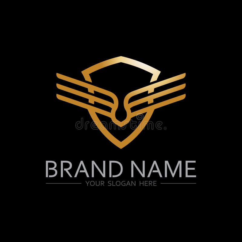 Dynamic Wing Logo Design on Black Stock Illustration - Illustration of ...