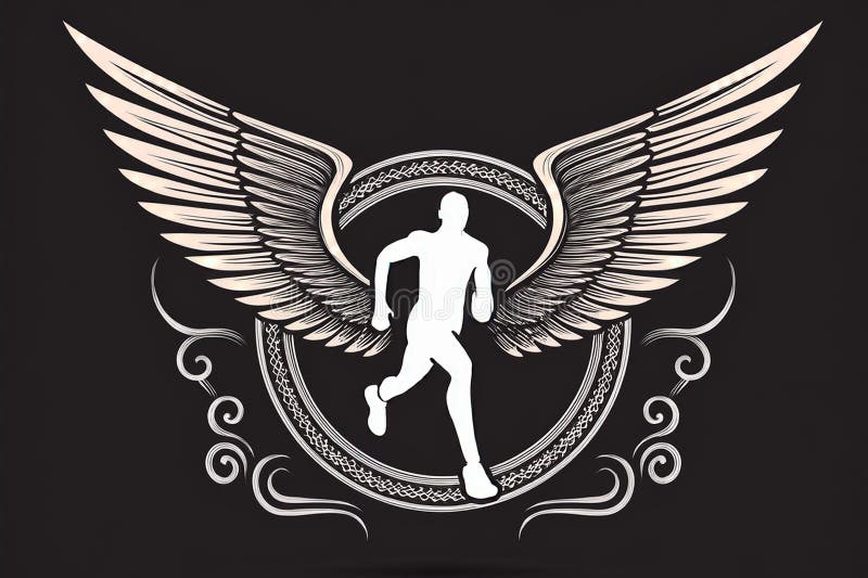 Dynamic Winged Runner Logo Design Featuring an Athletic Figure in ...