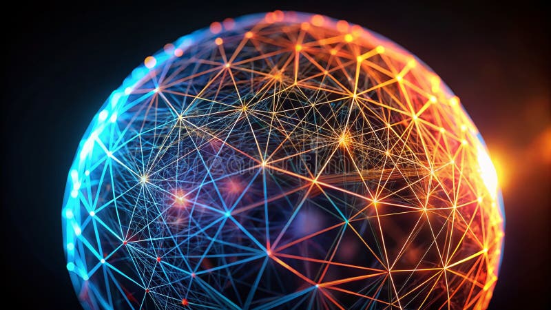 Dynamic Wireframe Sphere Rotation Abstract 3D Geometric Design on a ...