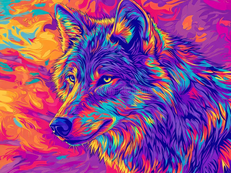 Dynamic Wolf Abstract Wallpaper: Visual Art, Bright Animal Background ...