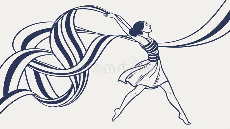 Dynamic Woman with Flowing Fabric, Artistic Movement, Vector Design ...