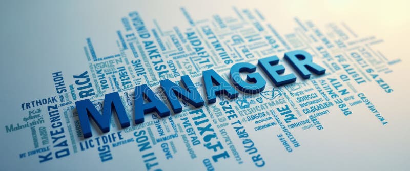Dynamic Word Cloud Highlighting the Term MANAGER in Bold Blue Letters ...