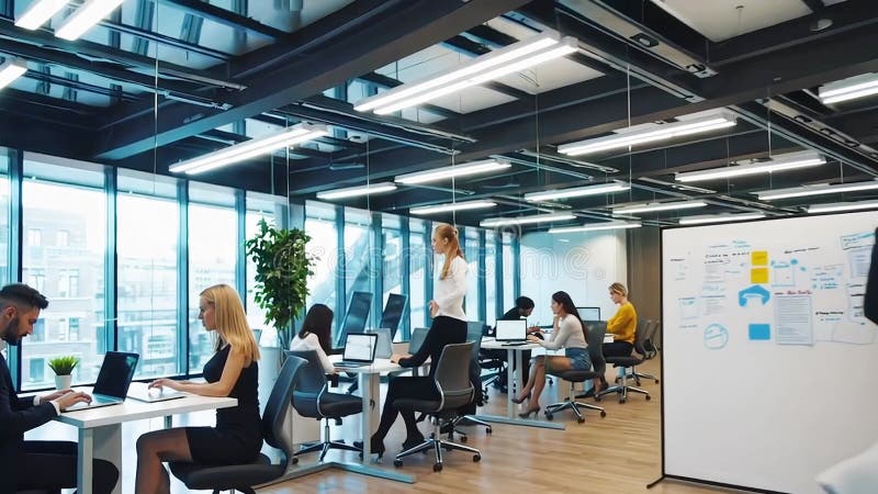 Dynamic Workflow Time Lapse of Young Professionals Collaborating in a ...